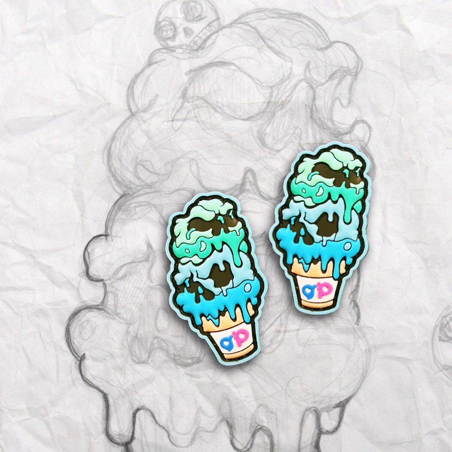 Mini Double Scoop GLOW Death Cones PVC Patch set – Grumpy Pencil