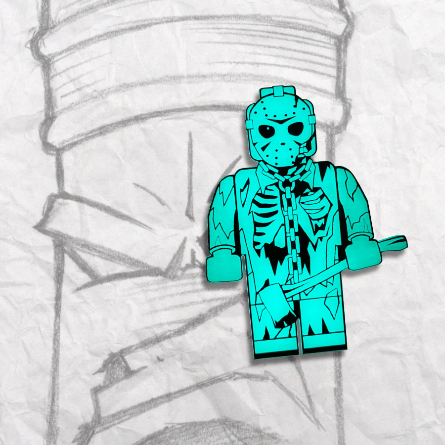 Grumpy Glow Brick fig Friday 13 Acrylic Patch – Grumpy Pencil