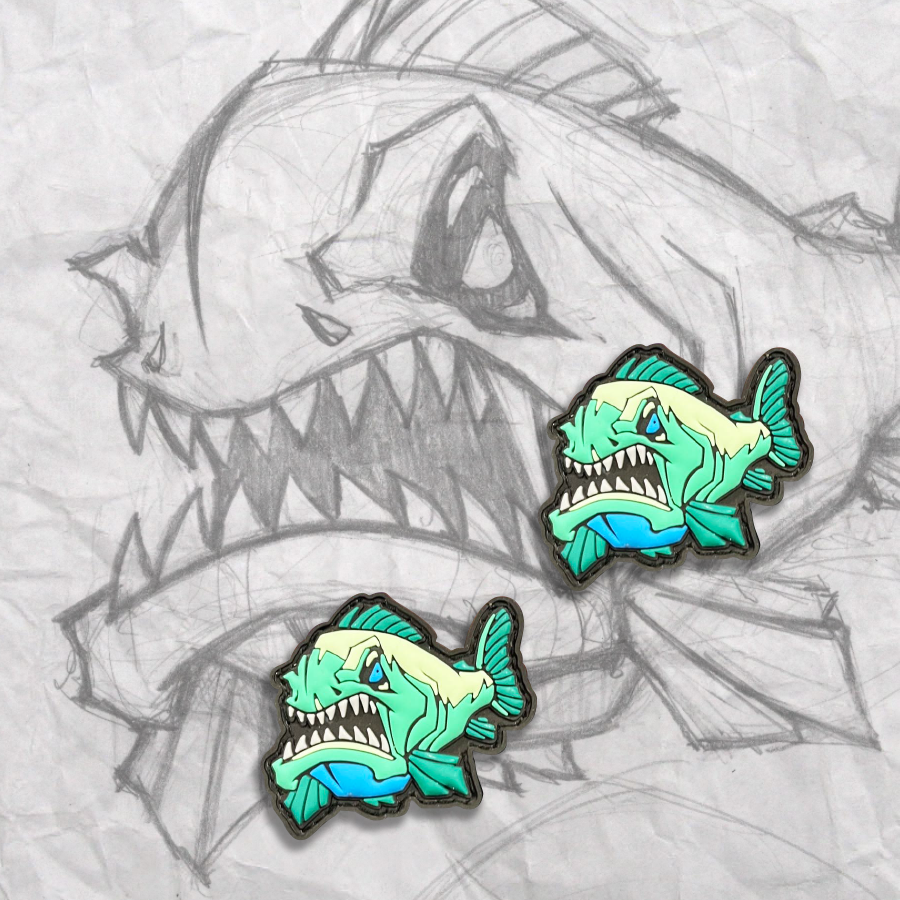 Grumpy Glow Piranha, PVC Patch set – Grumpy Pencil