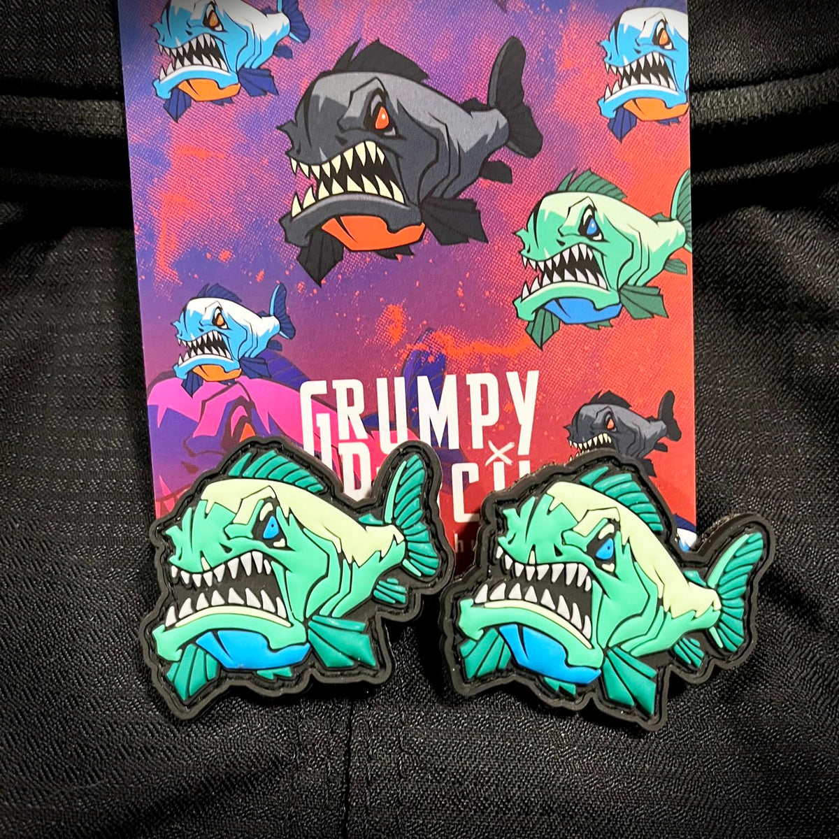 Grumpy Glow Piranha, PVC Patch set – Grumpy Pencil