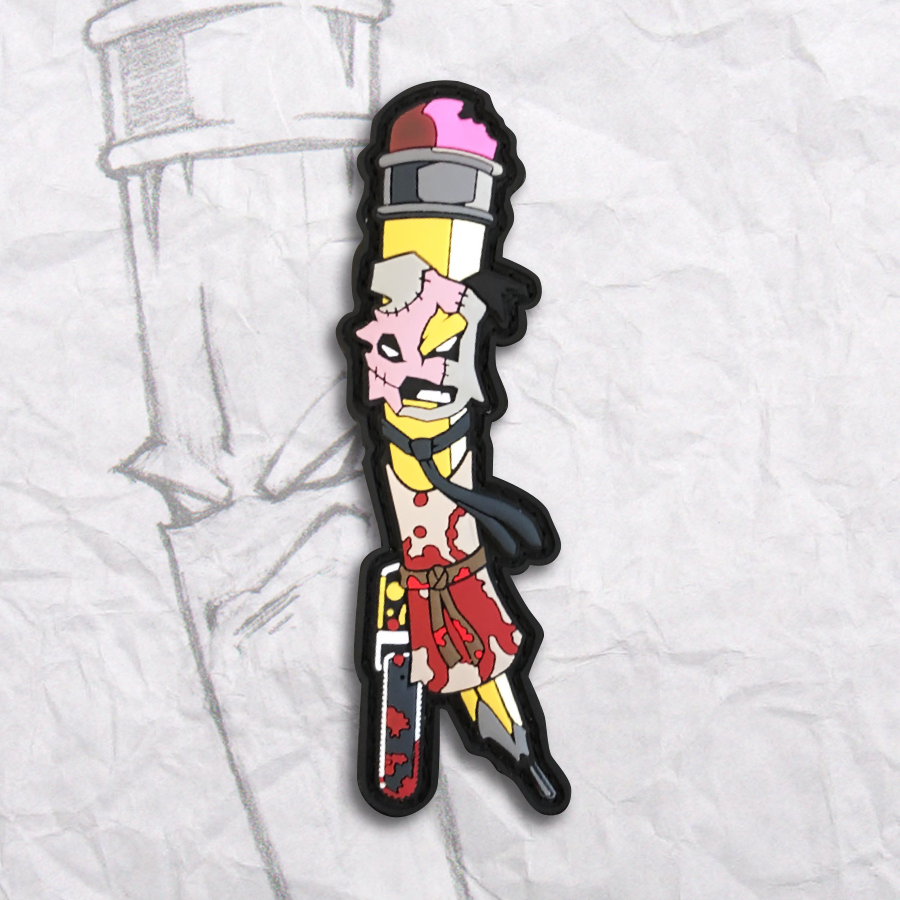 Leather Grumpy Face PVC Patch | Velcro Patches – Grumpy Pencil