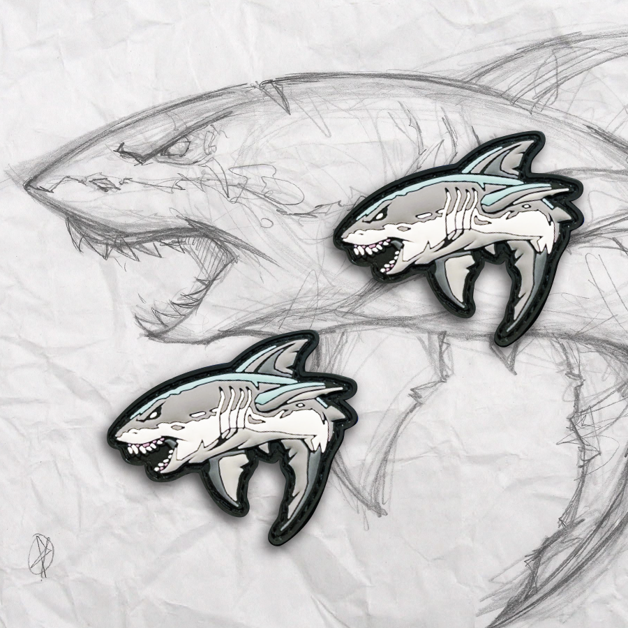 Grumpy Mini Great White, PVC Patch set – Grumpy Pencil