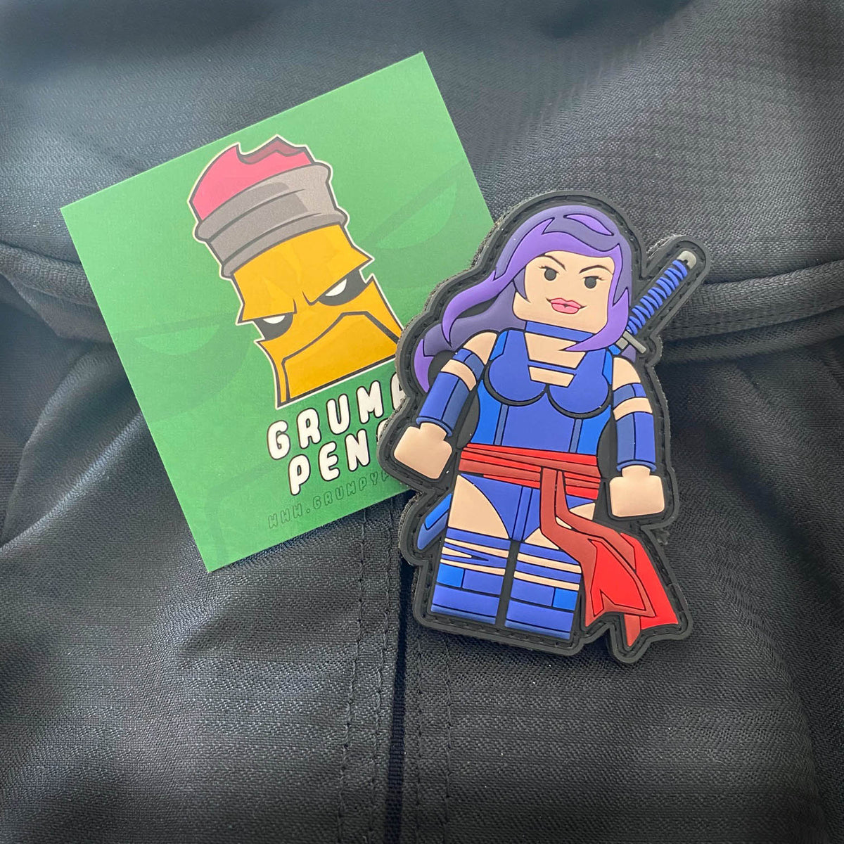 Grumpy Brick fig 'ninja girl' PVC Patch – Grumpy Pencil
