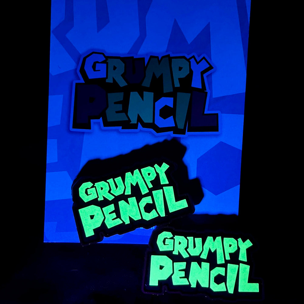 Super Grumpy Logo Glow, Mini PVC Patch set – Grumpy Pencil