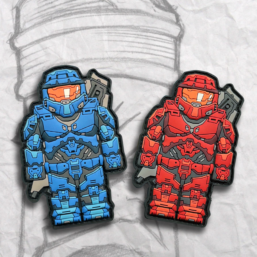 Grumpy Brick Fig Chief Red v Blue Pvc Patch set – Grumpy Pencil