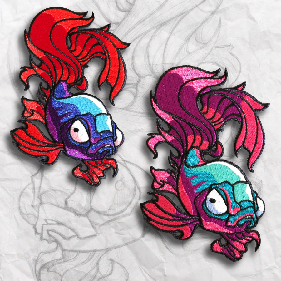 Grumpy Betta Fish Set Embroidery Patch | Velcro Patches – Grumpy Pencil