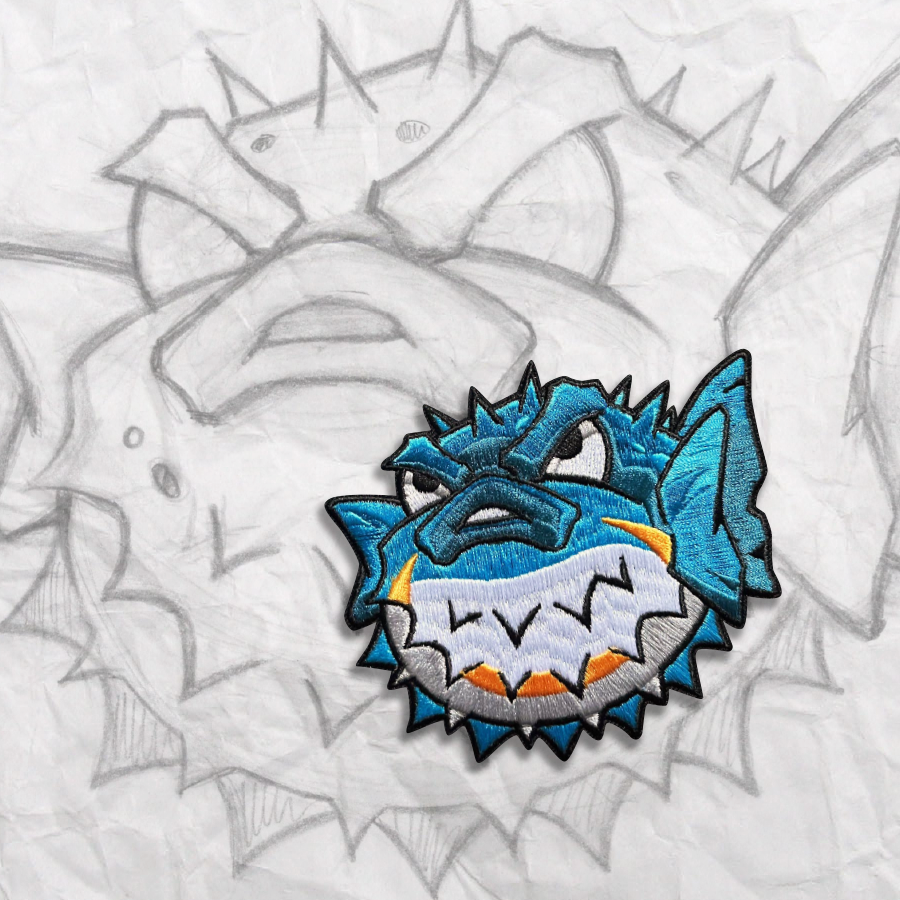 Grumpy Blue Puffer Fish Embroidery Patch – Grumpy Pencil