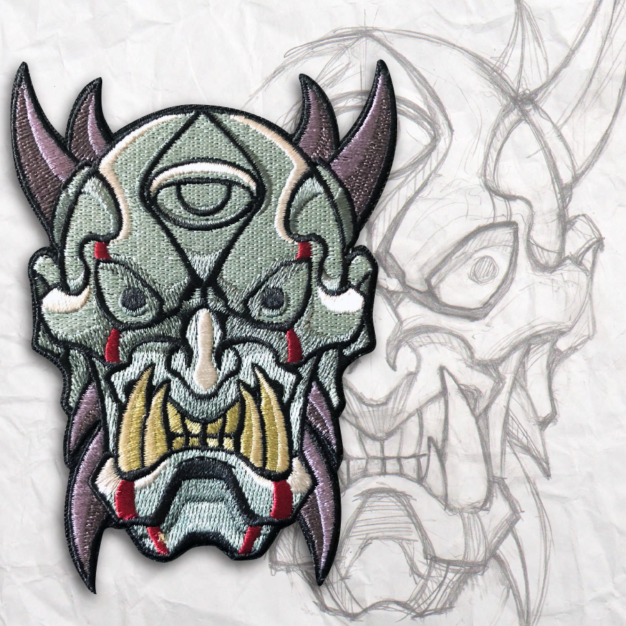 Ogre Oni Mask Embroidery Patch – Grumpy Pencil