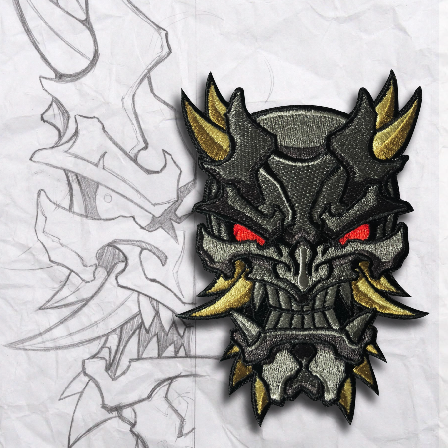 Berserker Oni Mask Embroidery Patch – Grumpy Pencil