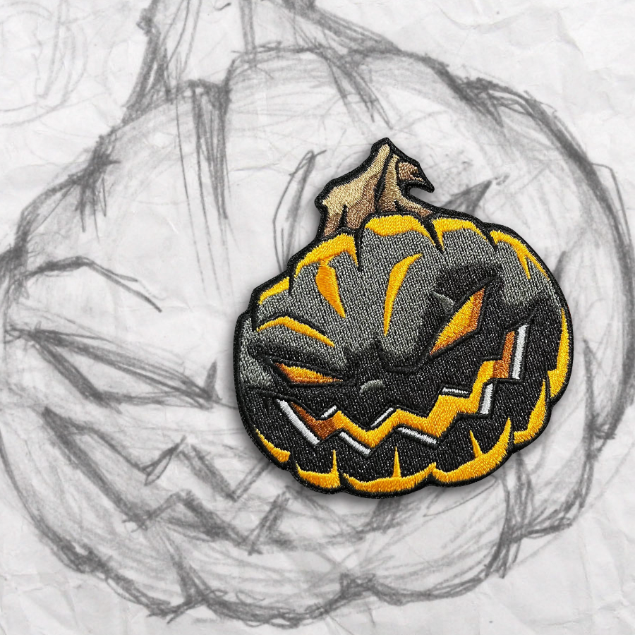 Grumpy O' Lantern Orange Pumpkin Embroidery Patch – Grumpy Pencil